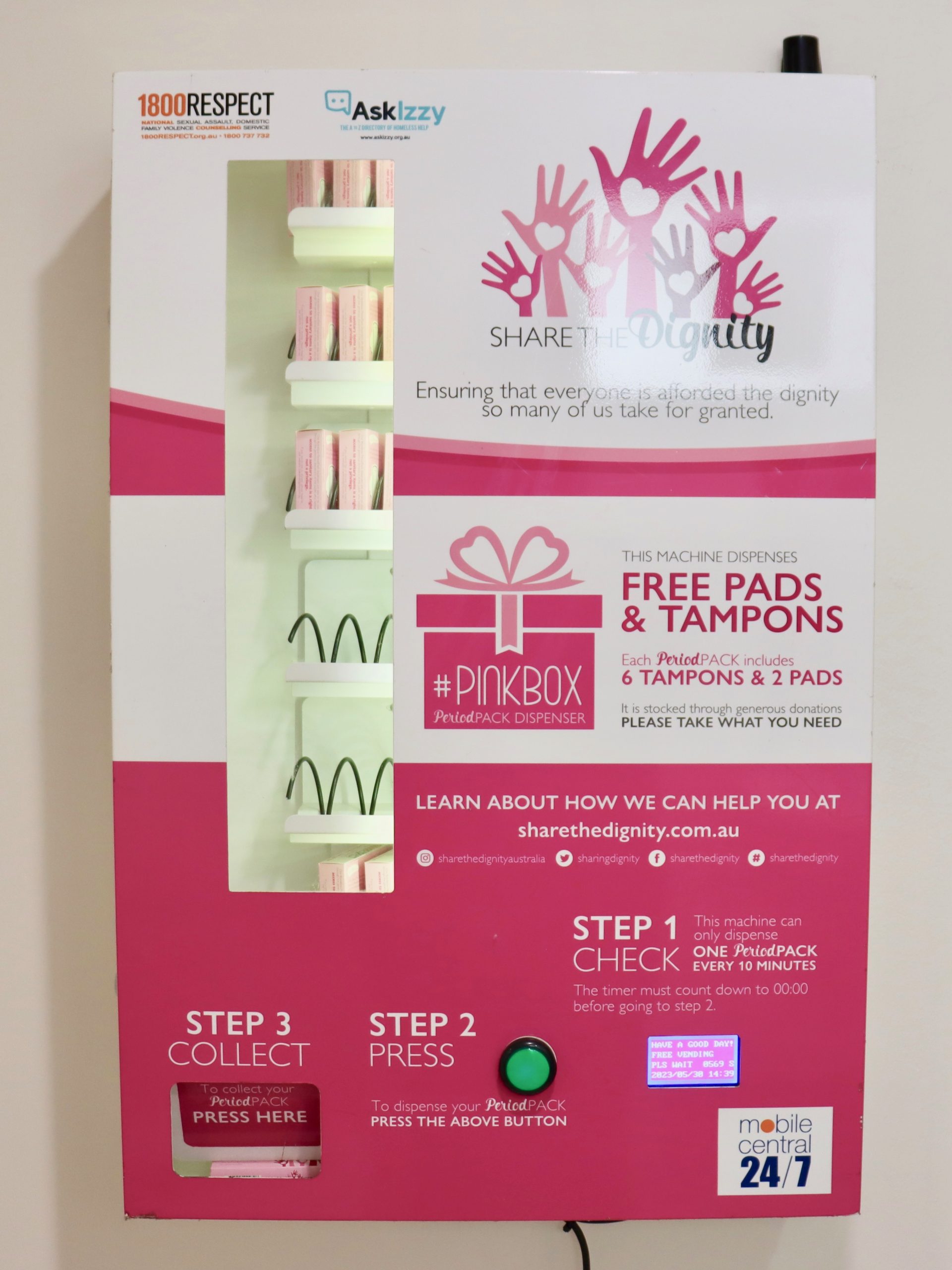 New Dignity Vending Machine at the Women’s Wellness Centre | Desert ...